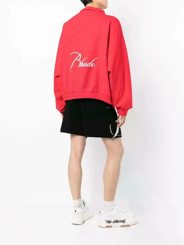 Rhude Embroidered Half-zip Sweatshirt - Red