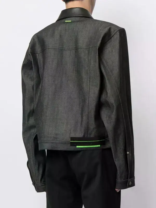 SANKUANZ Leather-trimmed Denim Jacket