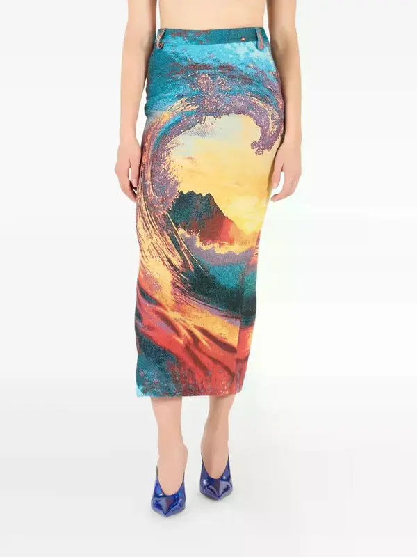 Roberto Cavalli Patterned Jacquard High-waisted Skirt