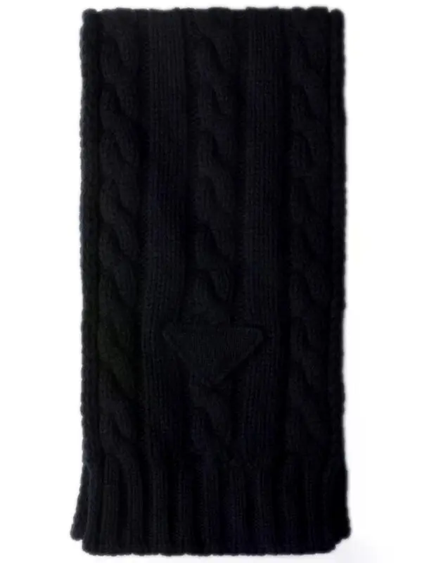 Prada Logo-detail Cashmere Scarf - Blue