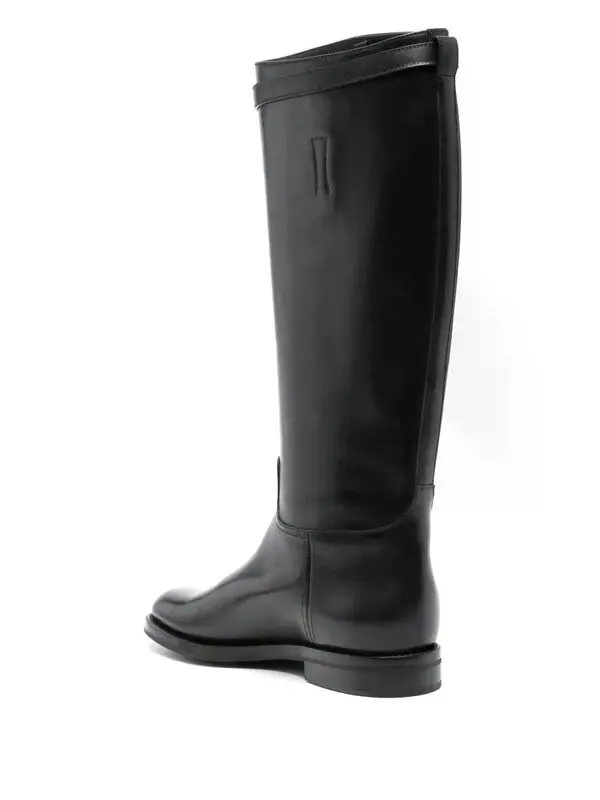 Church's Knee-high Leather Boots With Decorative Buckle - Black