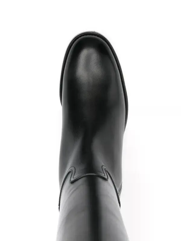 Church's Knee-high Leather Boots With Decorative Buckle - Black