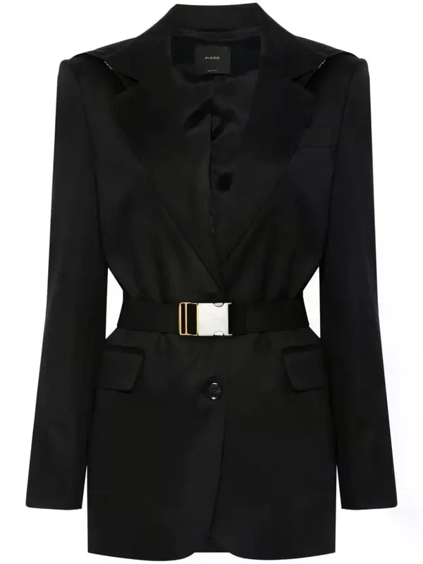 Pinko Cortez Wool-blend Blazer With Detachable Hood