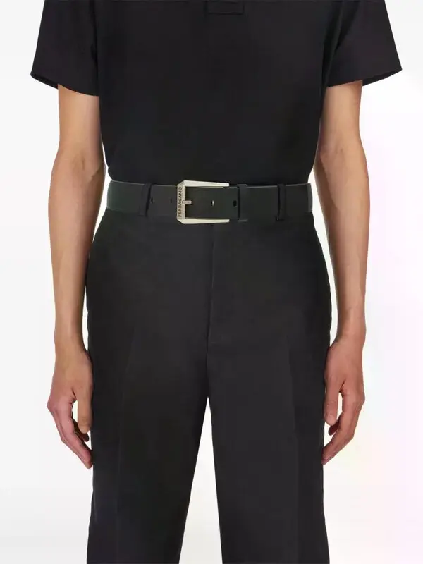 FERRAGAMO Buckle Leather Belt - Black
