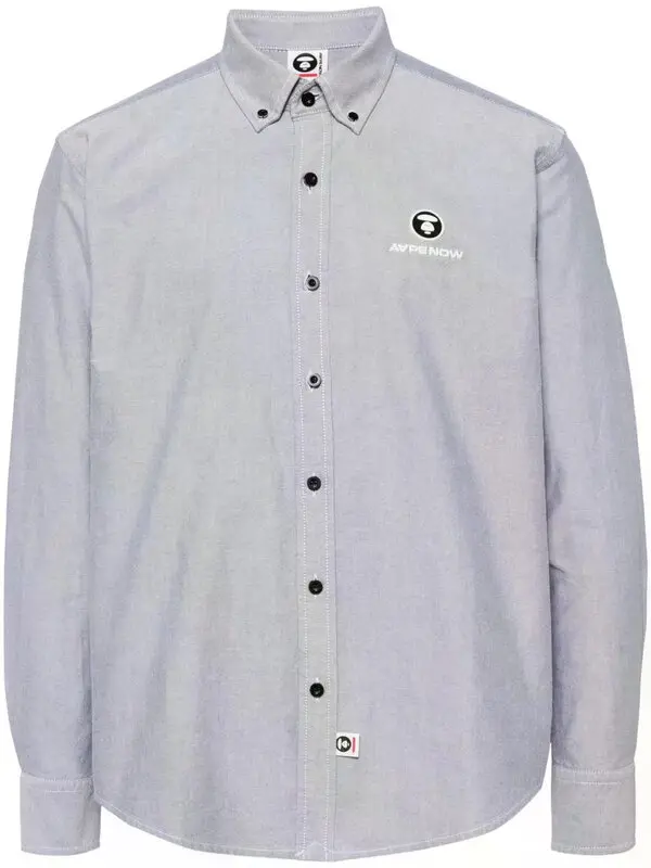 AAPE BY *A BATHING APE Logo-patch Long-sleeved Shirt - Grey