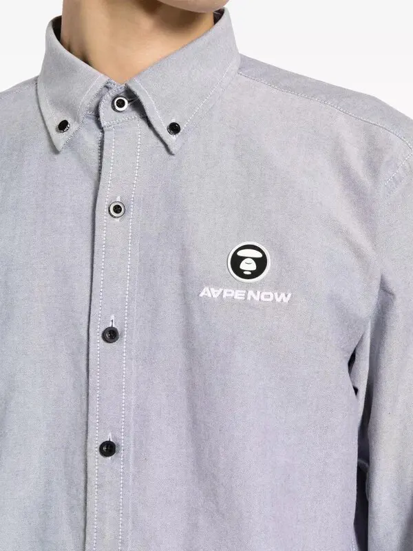 AAPE BY *A BATHING APE Logo-patch Long-sleeved Shirt - Grey