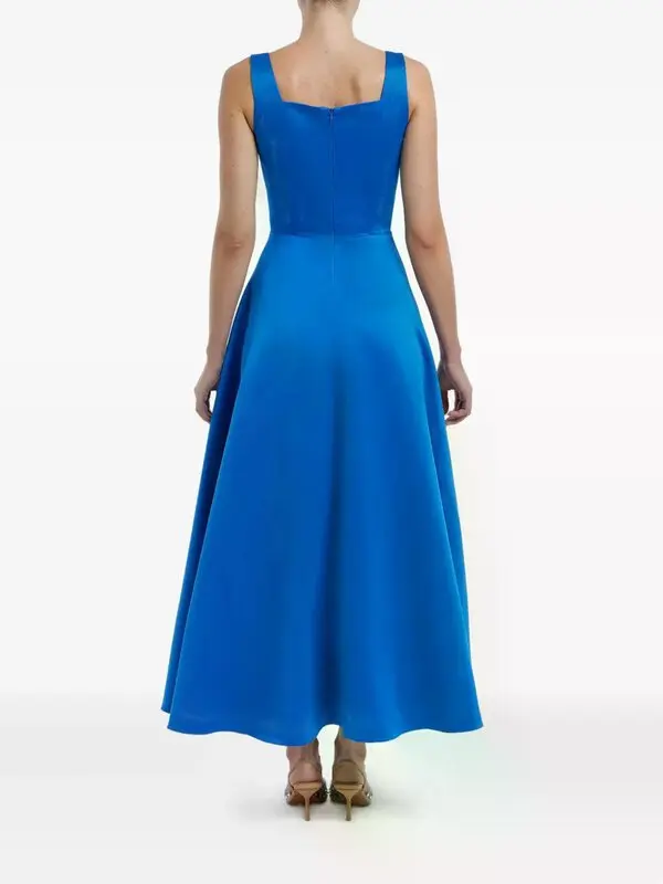 POST MERIDIEM Decorated-bodice Midi Dress - Blue