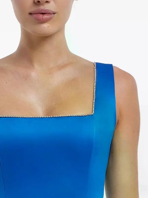 POST MERIDIEM Decorated-bodice Midi Dress - Blue