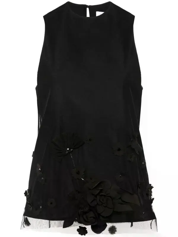 Viktor & Rolf Floral-embroidered Tulle Blouse