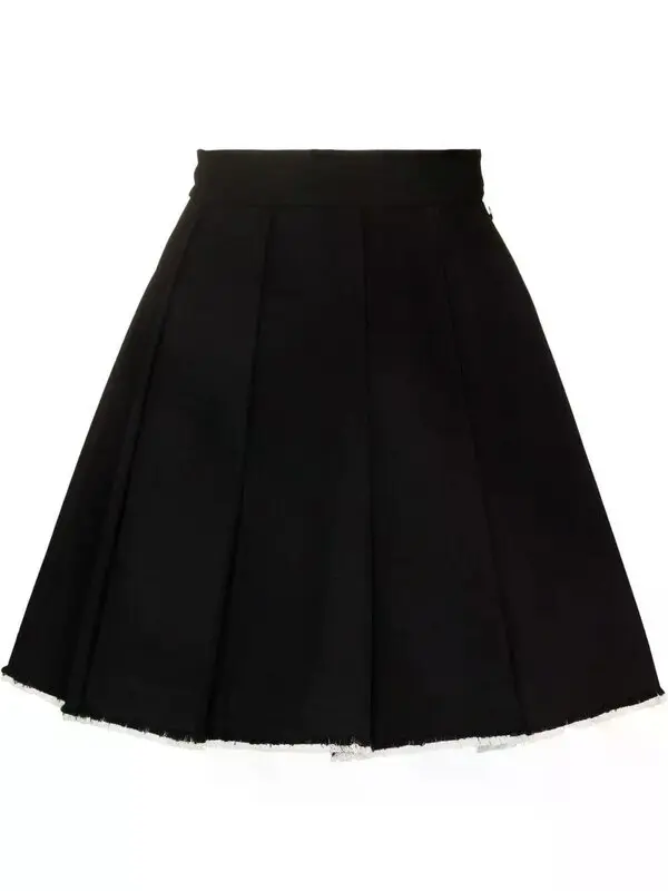 SHUSHU/TONG Pleated Raw-hem Skirt - Black