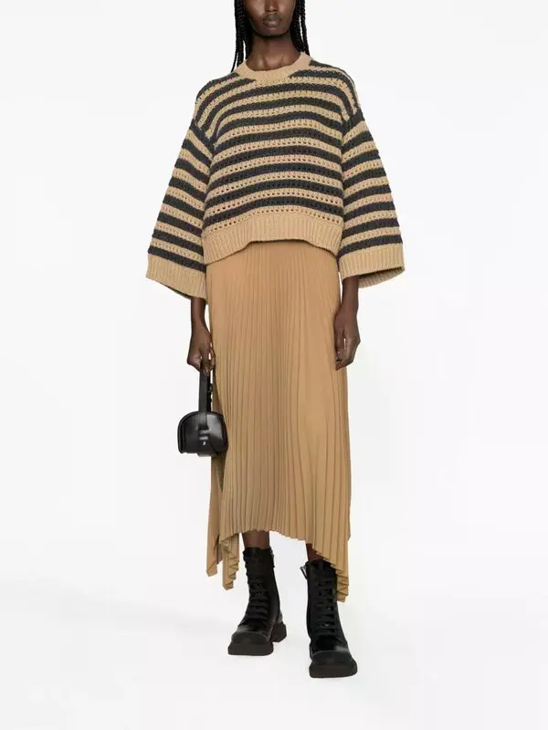 Brunello Cucinelli Striped Crochet Wool-blend Jumper