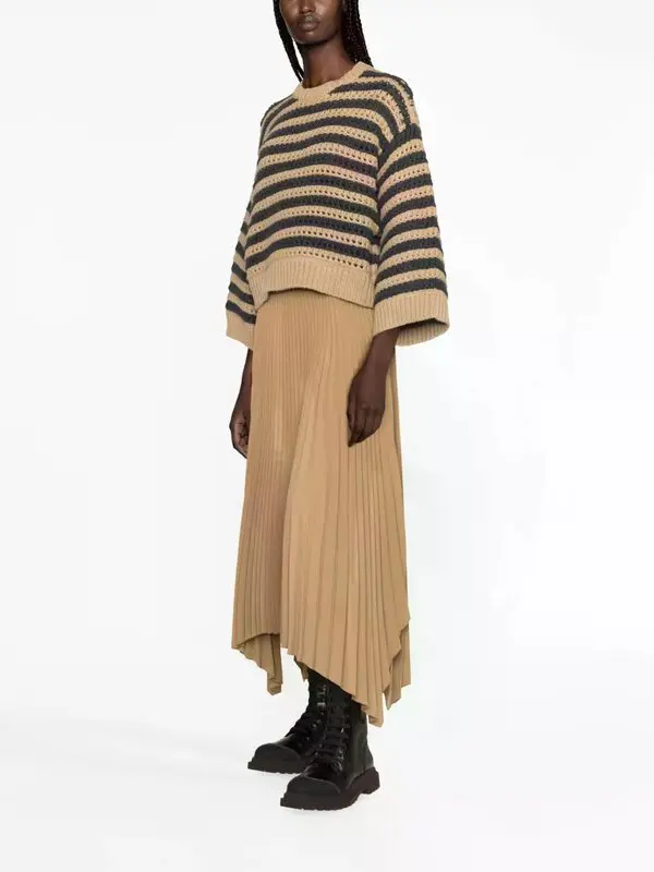 Brunello Cucinelli Striped Crochet Wool-blend Jumper