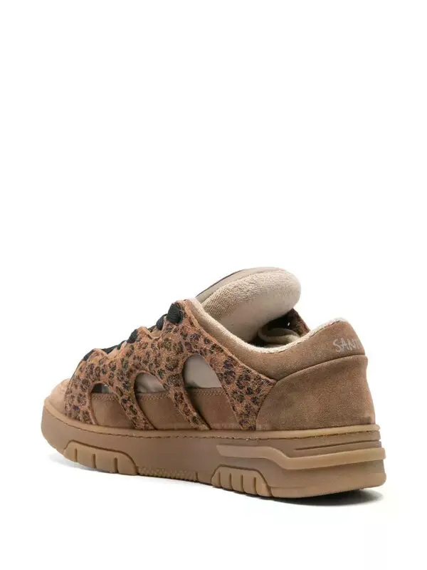 SANTHA Calf Suede Layered Sneakers - Brown
