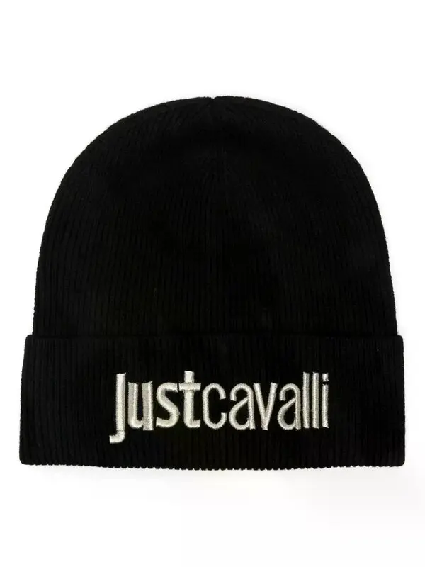 Just Cavalli Logo Embroidered Beanie - Black