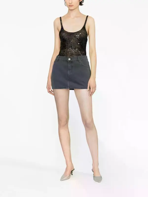 ROTATE BY BIRGER CHRISTENSEN Logo-patch Denim Skirt