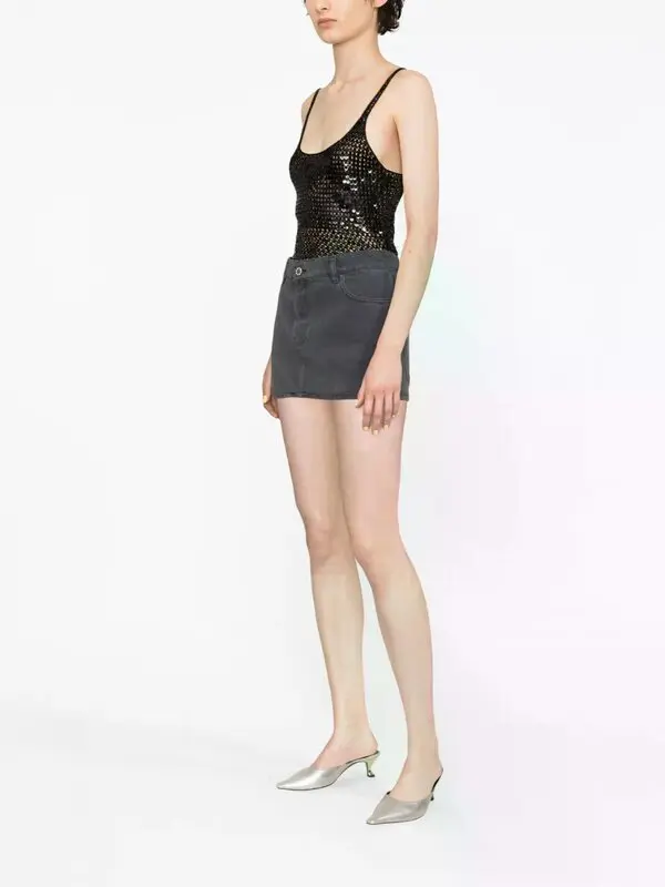 ROTATE BY BIRGER CHRISTENSEN Logo-patch Denim Skirt