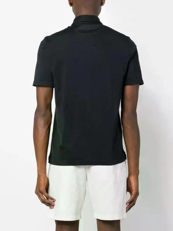 Fedeli Plain Cotton Polo Shirt - Black