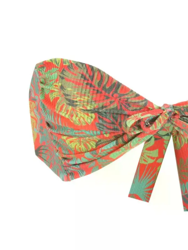 AMIR SLAMA Palm Leaf Print Bandeau Bikini