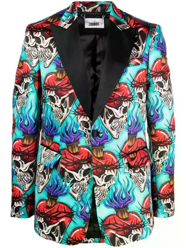 Philipp Plein Skull-print Blazer - Blue