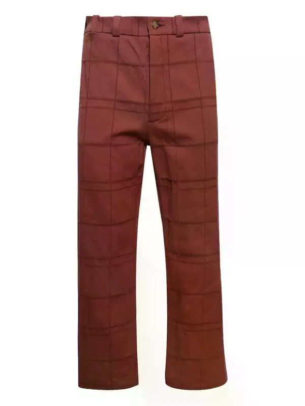 THE ELDER STATESMAN Checked Cotton Trousers