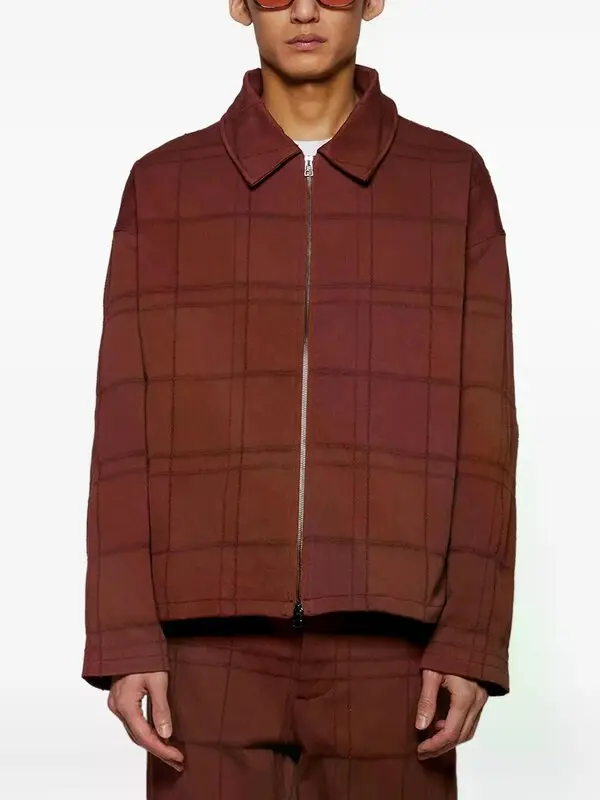 THE ELDER STATESMAN Check-patterned Zip-up Jacket