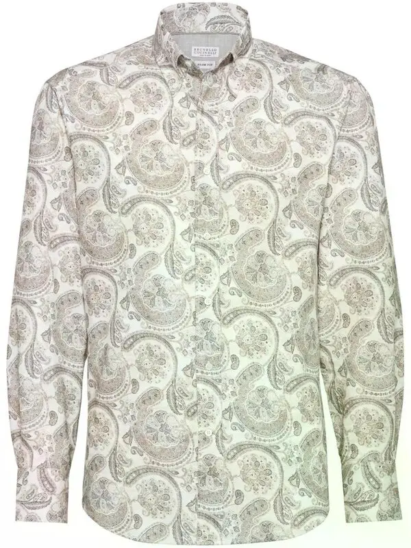 Brunello Cucinelli Paisley-print Cotton Shirt - Neutrals