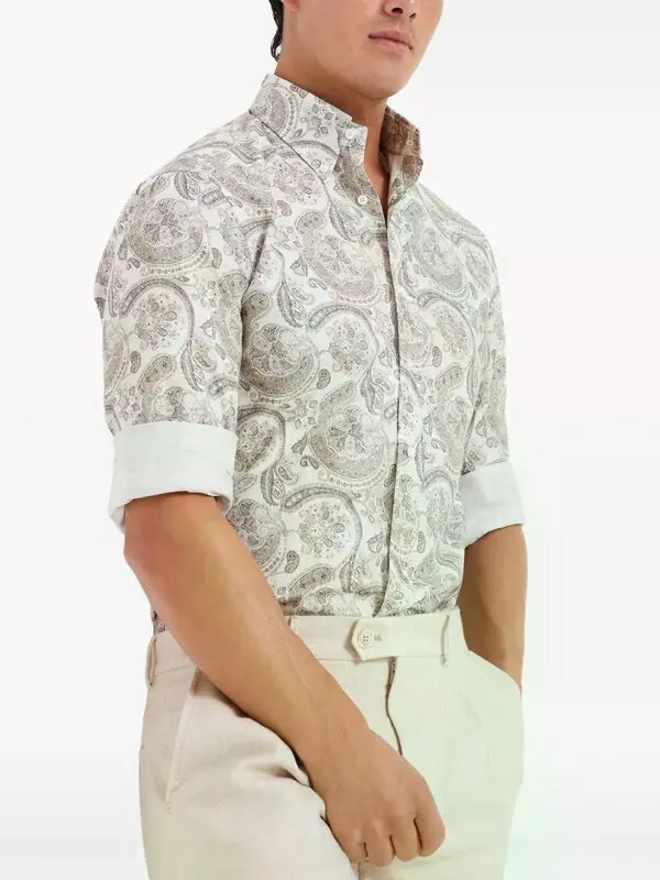 Brunello Cucinelli Paisley-print Cotton Shirt - Neutrals