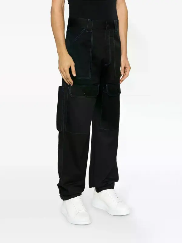 MSGM Contrasting-stitch Logo-patch Trousers
