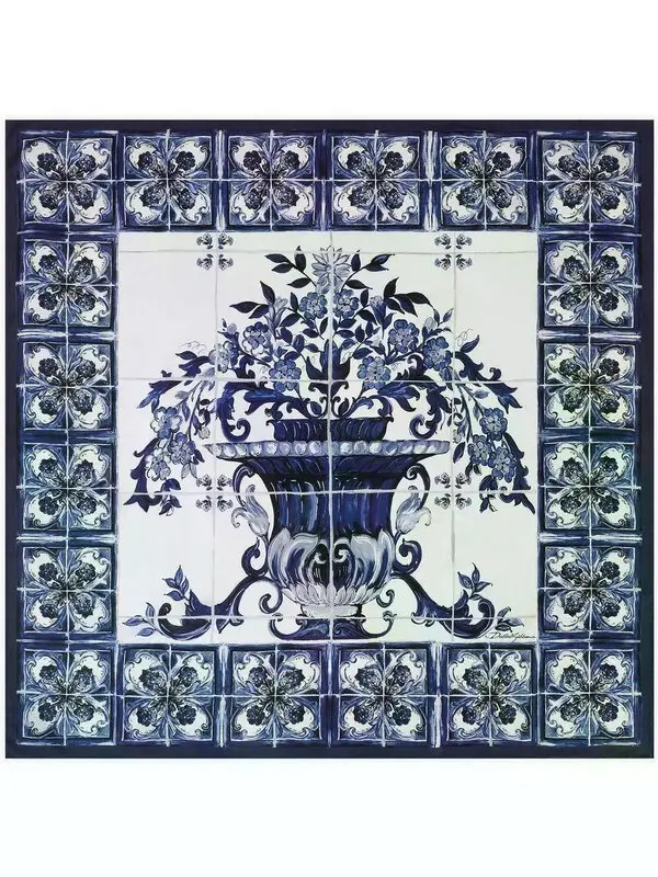 Dolce & Gabbana Majolica-print Twill Scarf - Blue