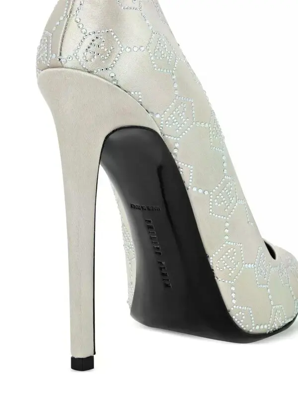 Philipp Plein Decollete Monogram Strass Pumps - Neutrals
