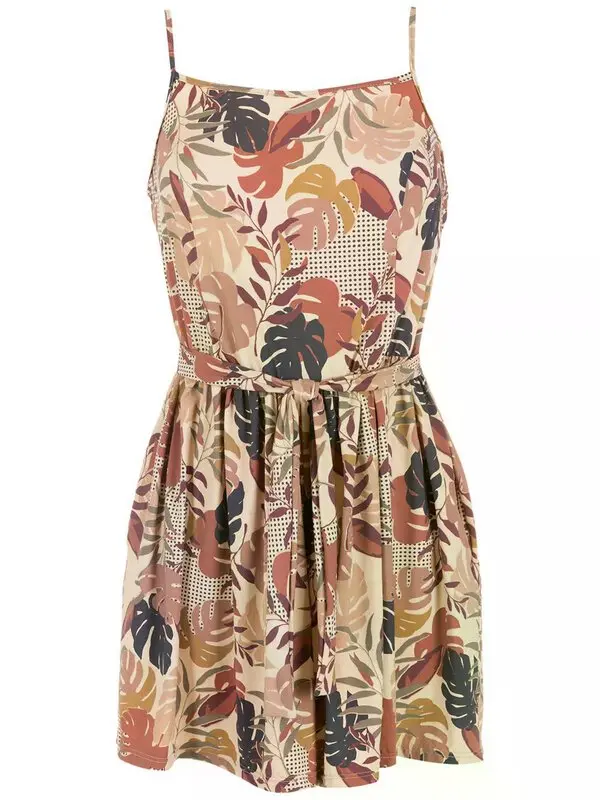 AMIR SLAMA Palm Leaf Print Playsuit - Neutrals