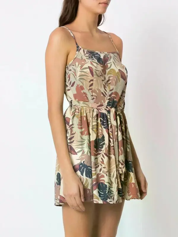 AMIR SLAMA Palm Leaf Print Playsuit
