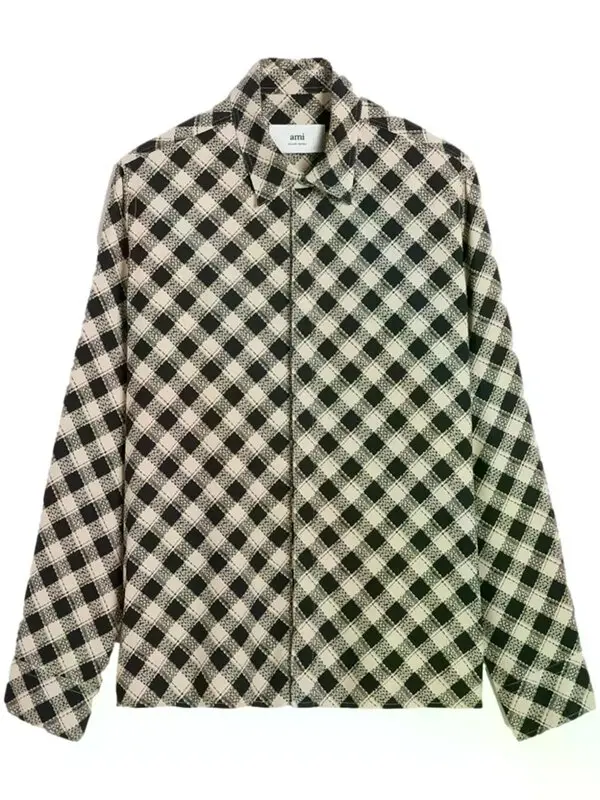 AMI Paris Checked Double Topstitching Shirt