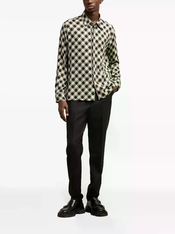 AMI Paris Checked Double Topstitching Shirt