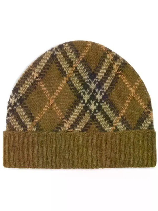 Burberry Cashmere Blend Intarsia Knit Beanie - Neutrals
