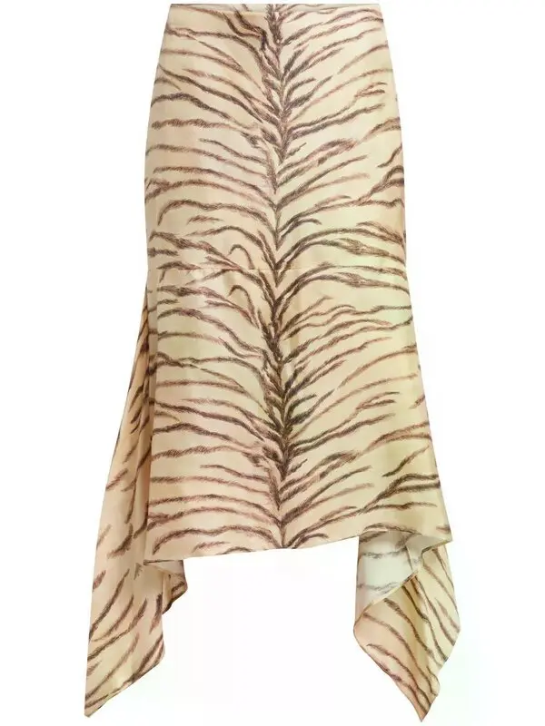 Stella McCartney Tiger-print Asymmetric Midi Skirt