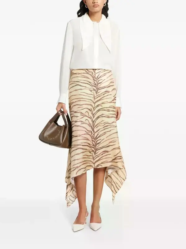Stella McCartney Tiger-print Asymmetric Midi Skirt