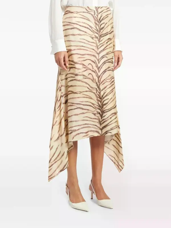 Stella McCartney Tiger-print Asymmetric Midi Skirt