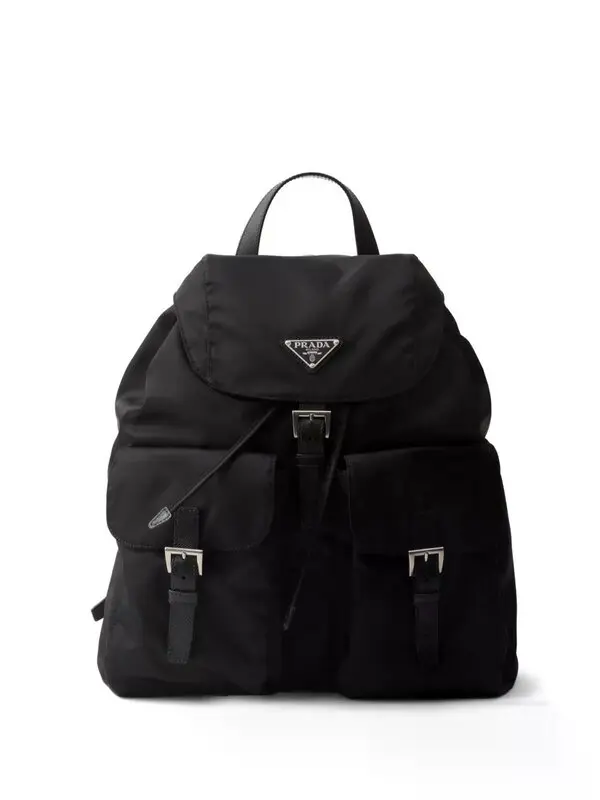 Prada Re-nylon Backpack With Triangle Logo - Black