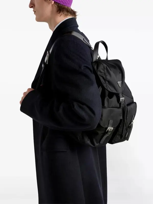 Prada Re-nylon Backpack With Triangle Logo - Black