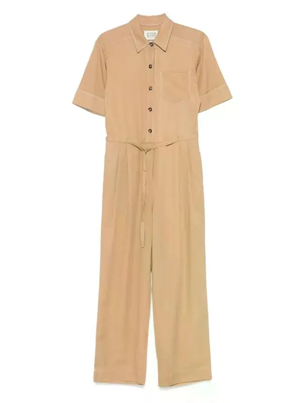 Scotch & Soda Gabardine-weave Jumpsuit - Brown