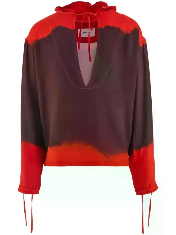 FERRAGAMO Gradient-effect Hooded Kaftan - Red