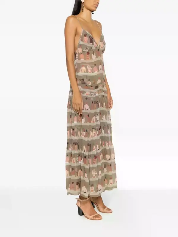AMIR SLAMA Graphic-print Silk Maxi Dress