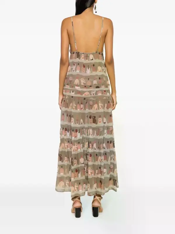 AMIR SLAMA Graphic-print Silk Maxi Dress