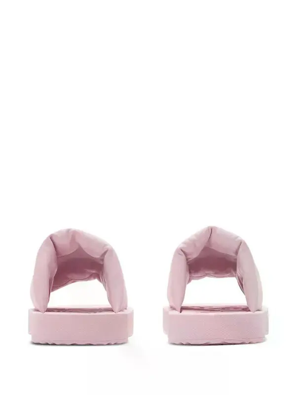 Burberry Equestrian Knight Debossed Leather Slides - Pink