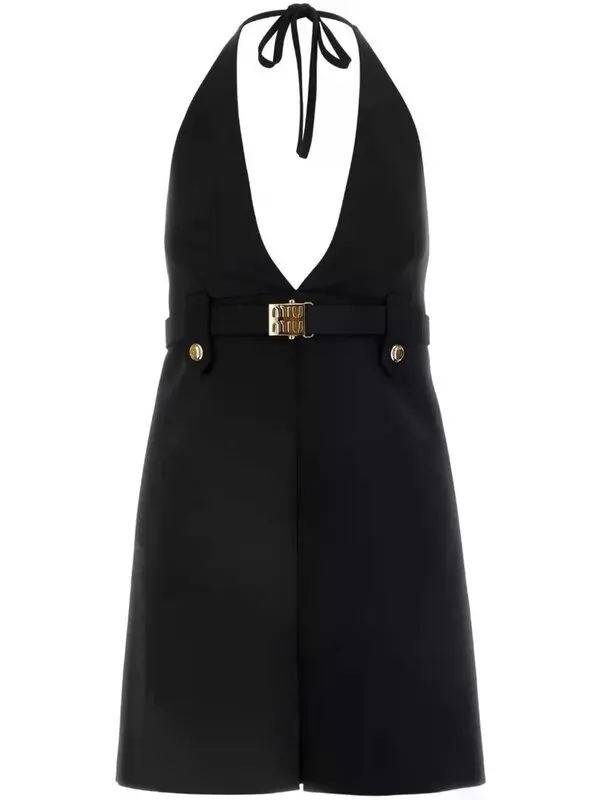 Miu Miu Belted Virgin Wool-blend Minidress