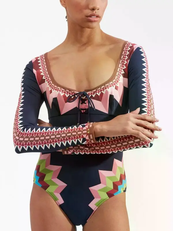 La DoubleJ Sunset Geometric-print One-piece