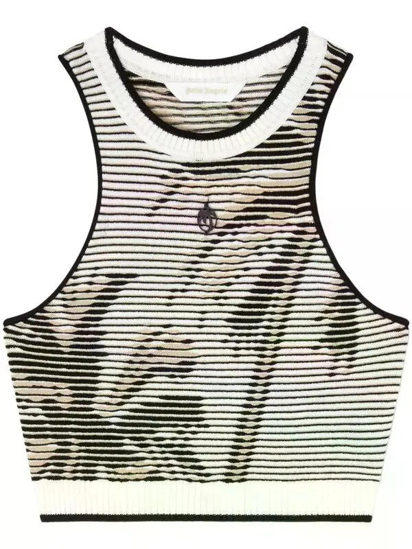 Palm Angels Palms Jacquard Crop Top - Black