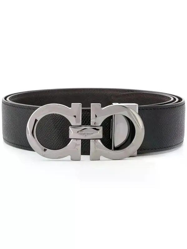 FERRAGAMO Gancini Reversible Leather Belt - Black