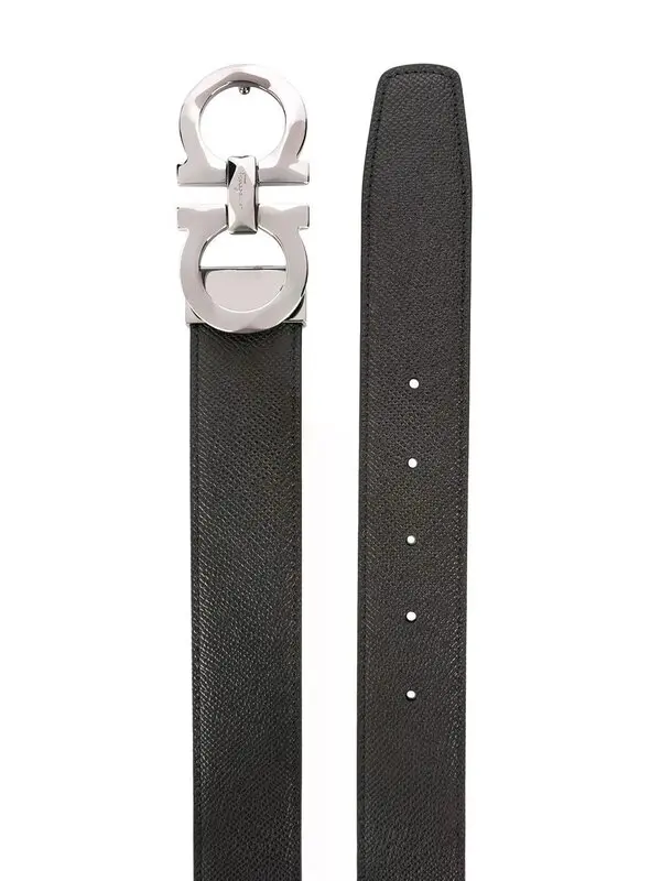 FERRAGAMO Gancini Reversible Leather Belt - Black